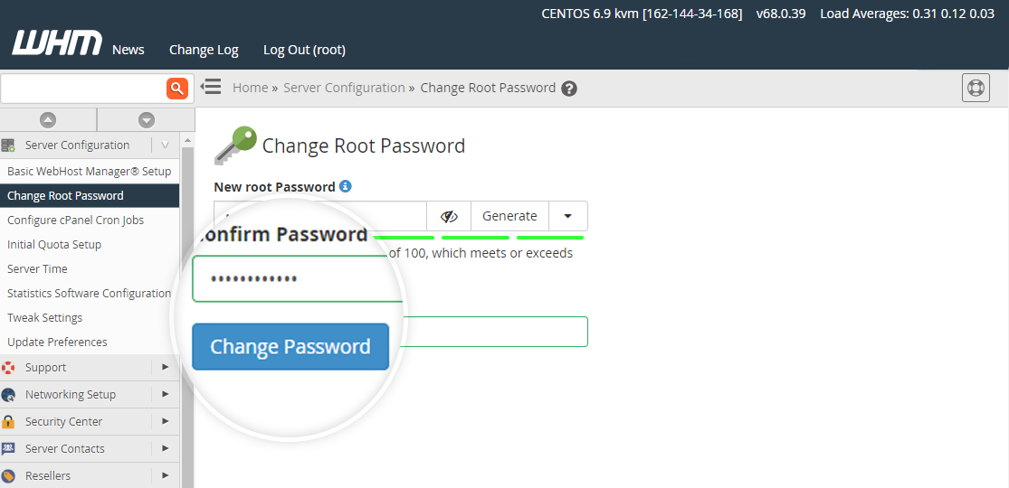 Changing the root password for your VPS or Dedicated Server | KnowledgeBase