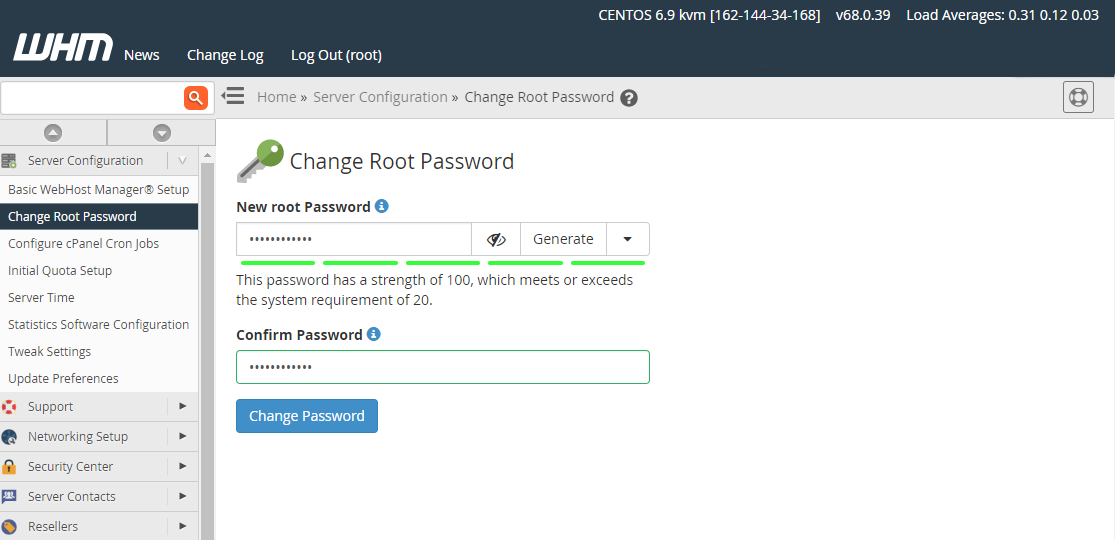 Changing the root password for your VPS or Dedicated Server | KnowledgeBase