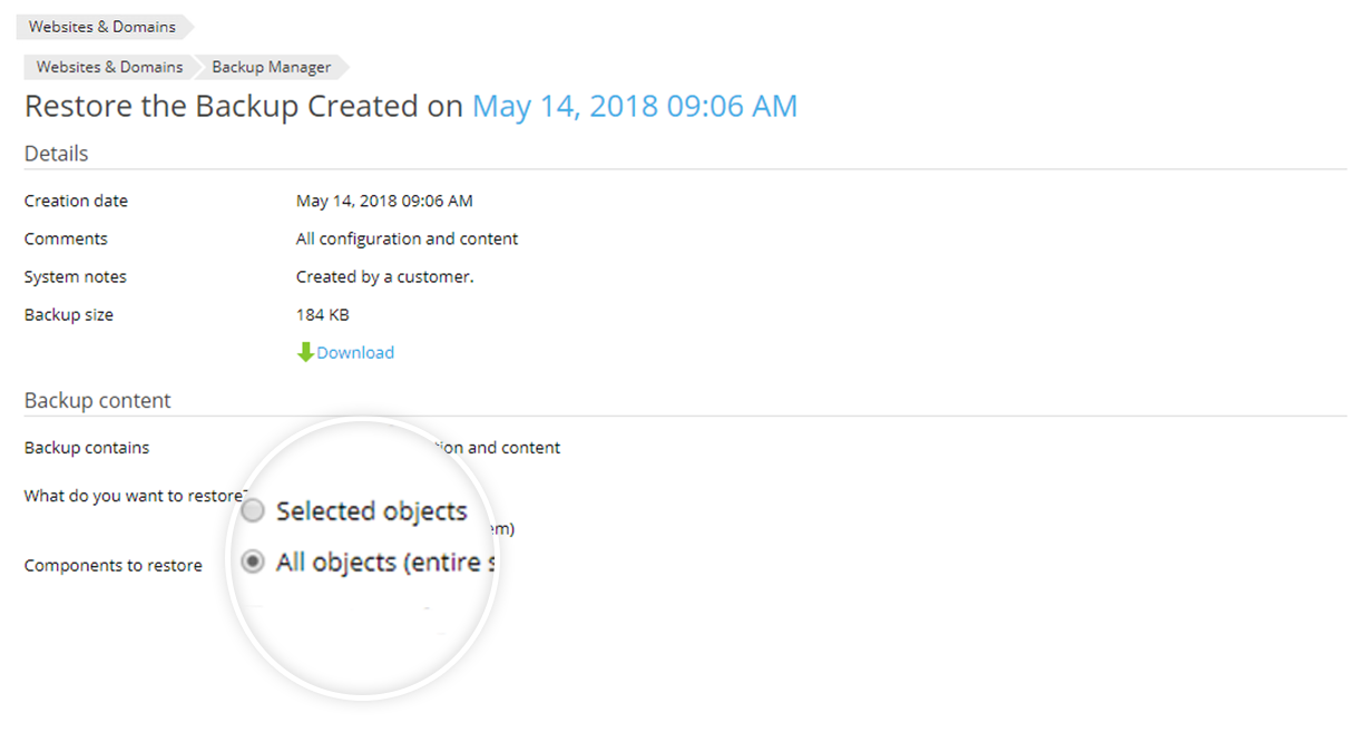 Creating and Restoring Backups | KnowledgeBase